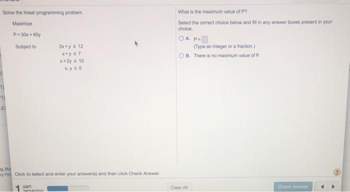 Solved Solve the linear programming problem, Maximize P=30x | Chegg.com