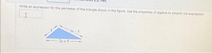 Solved Write an expression for the perimeter of the triangle | Chegg.com