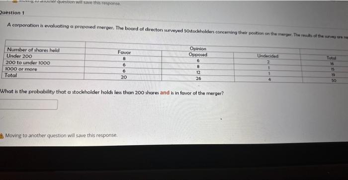 Solved A corporation is evaluating a proposed merger. The | Chegg.com