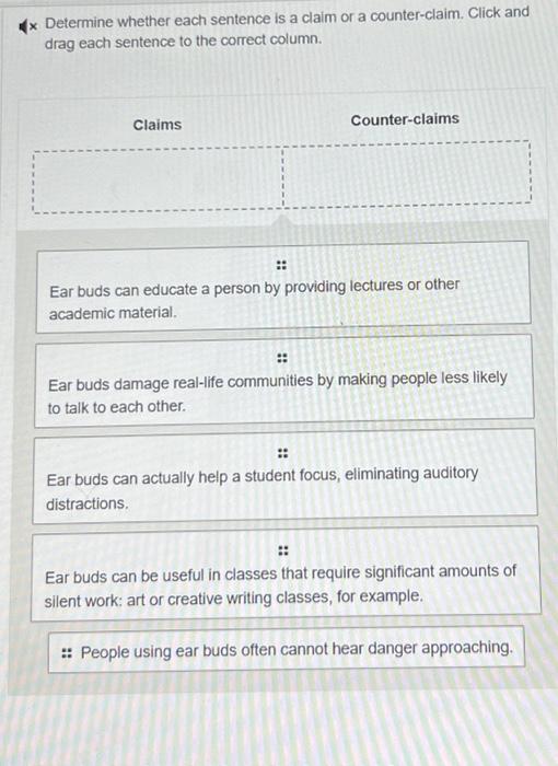 x Determine whether each sentence is a claim or a | Chegg.com