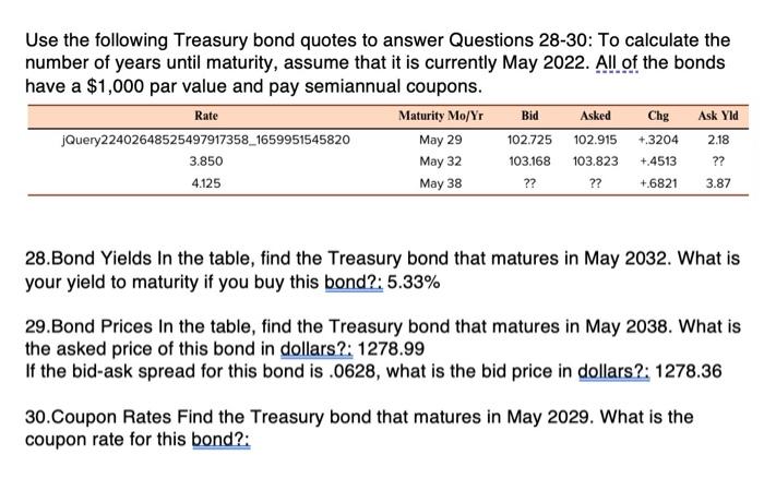 Solved 14. Using Treasury Quotes Locate the Treasury bond in | Chegg.com
