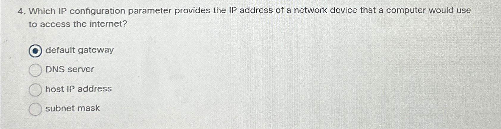 Solved Which IP configuration parameter provides the IP | Chegg.com