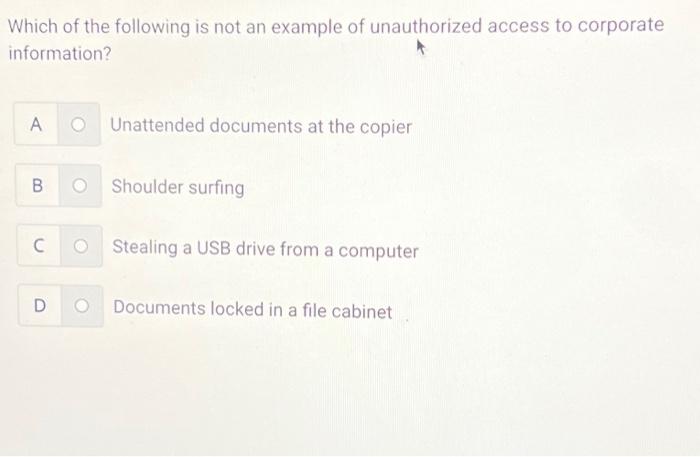 Solved Which of the following is not an example of | Chegg.com