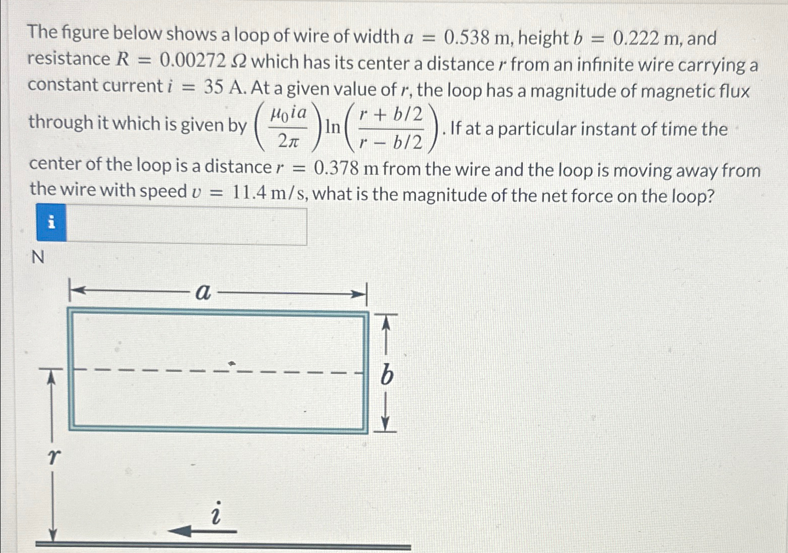 Solved The figure below shows a loop of wire of width | Chegg.com