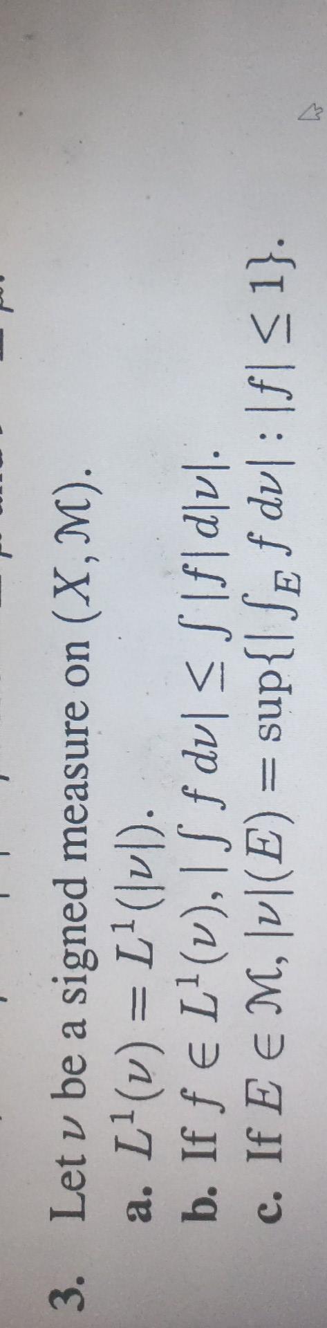 Solved 3. Let ν be a signed measure on (X,M). a. | Chegg.com