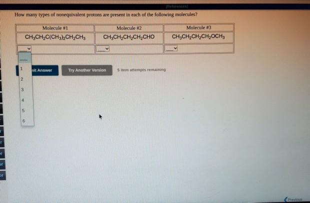 Solved How many types of nonequivalent protons are present | Chegg.com