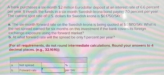 Solved A bank purchases a six-month $2 million Eurodollar | Chegg.com