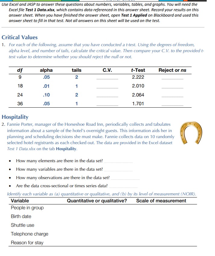 Solved Use Excel And Jasp To Answer These Questions About 