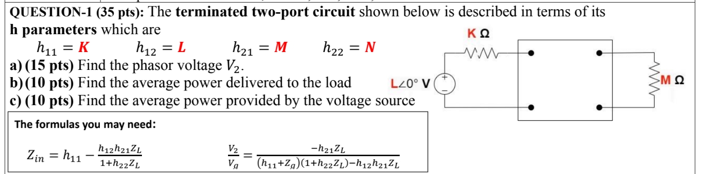 Solved QUESTION-1 (35 ﻿pts): The terminated two-port circuit | Chegg.com