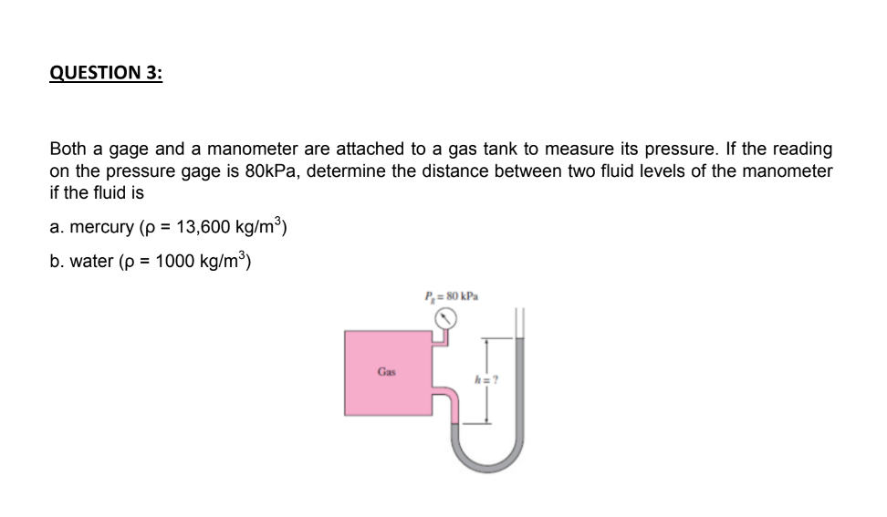 Solved QUESTION 3:Both a gage and a manometer are attached | Chegg.com