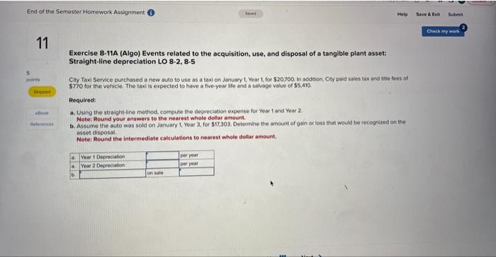 Solved Exercise 8-11A (Algo) Events related to the | Chegg.com