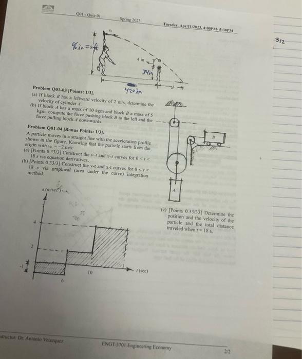Problem Q01-0 (a) If block B has a leftward velocity | Chegg.com