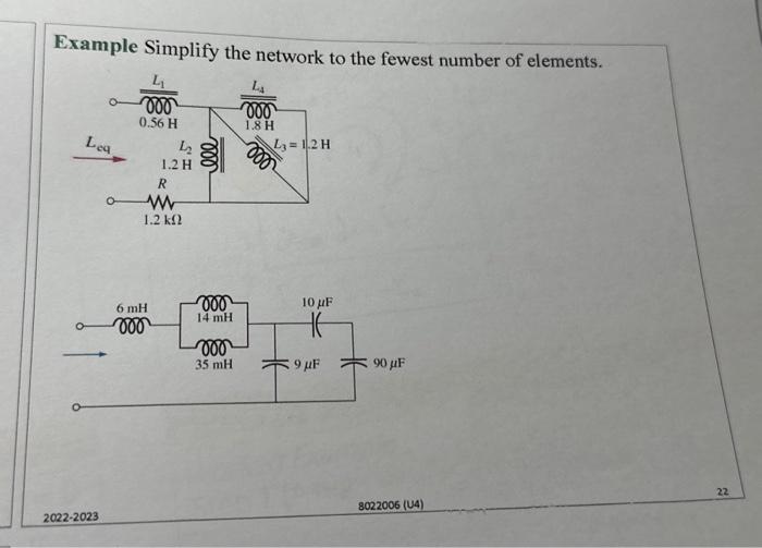 Solved Example Simplify the network to the fewest number of | Chegg.com