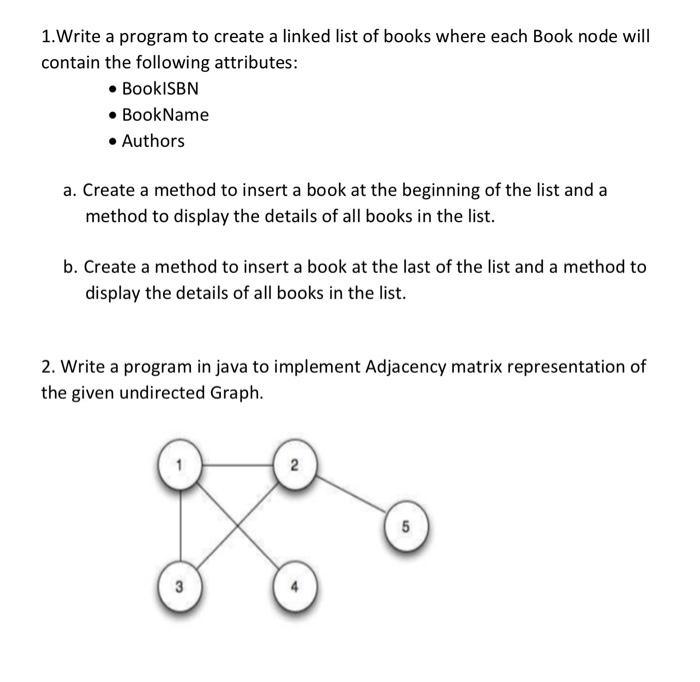 Solved 1.Write a program to create a linked list of books | Chegg.com