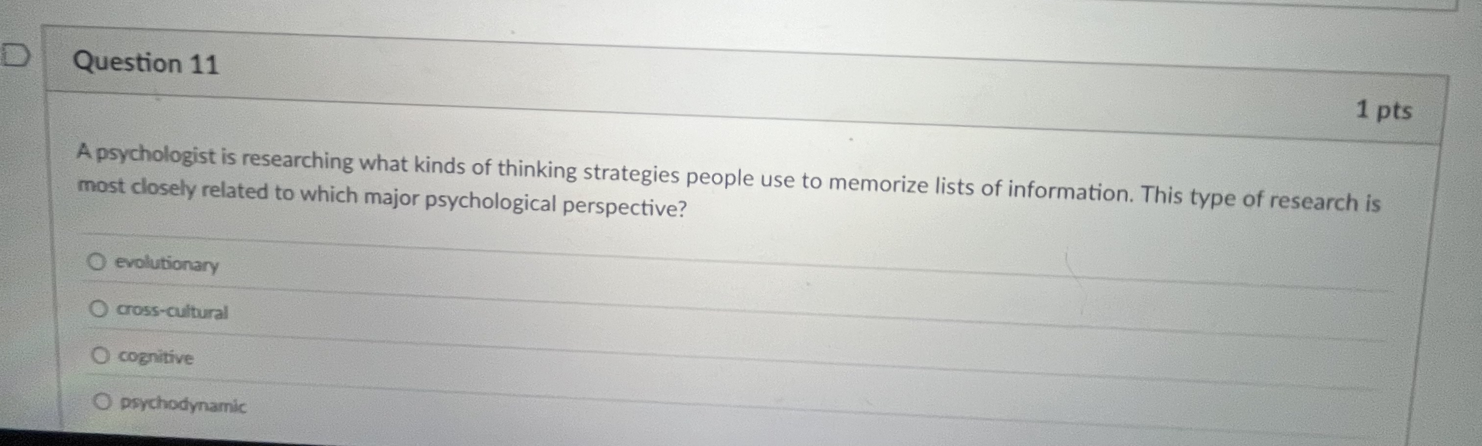 Solved Question 11A psychologist is researching what kinds | Chegg.com