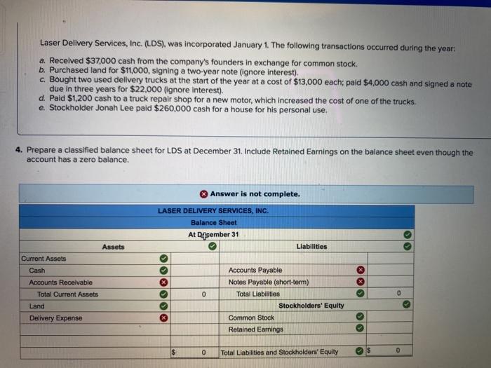 Solved Laser Delivery Services, Inc. (LDS), was incorporated | Chegg.com