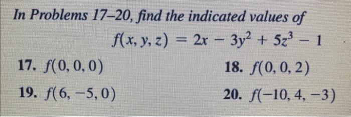 Solved In Problems 17-20, find the indicated values of | Chegg.com