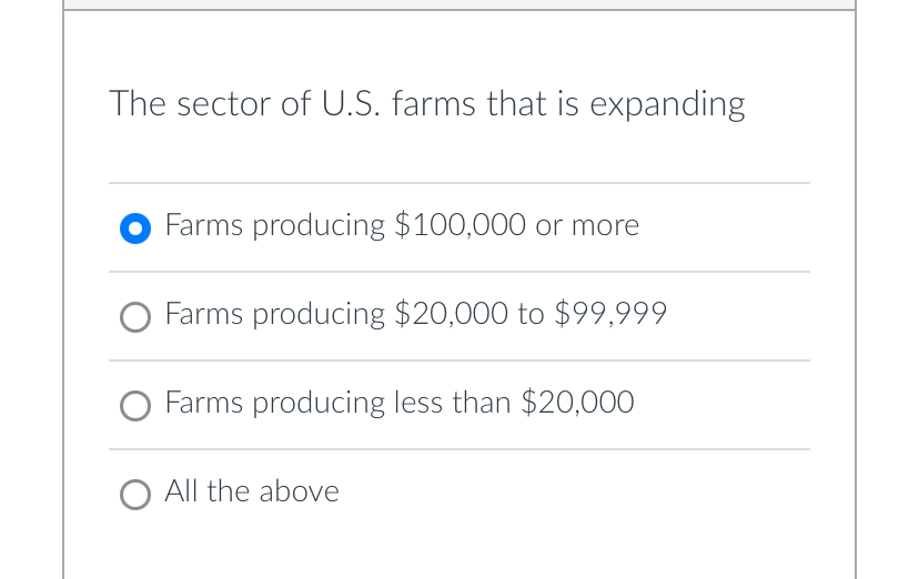 Solved The sector of U.S. ﻿farms that is expandingFarms | Chegg.com
