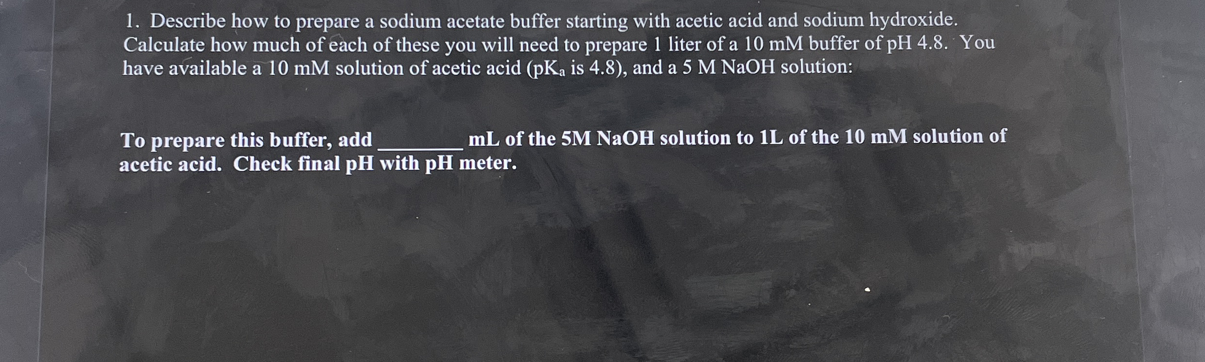 Solved Describe how to prepare a sodium acetate buffer | Chegg.com