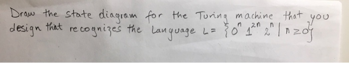 Solved Draw the state diagram for the Turing machine that | Chegg.com