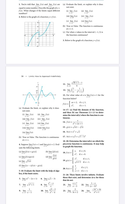 Solved 1. You're told that limf(x) and lim fx) are (a) | Chegg.com