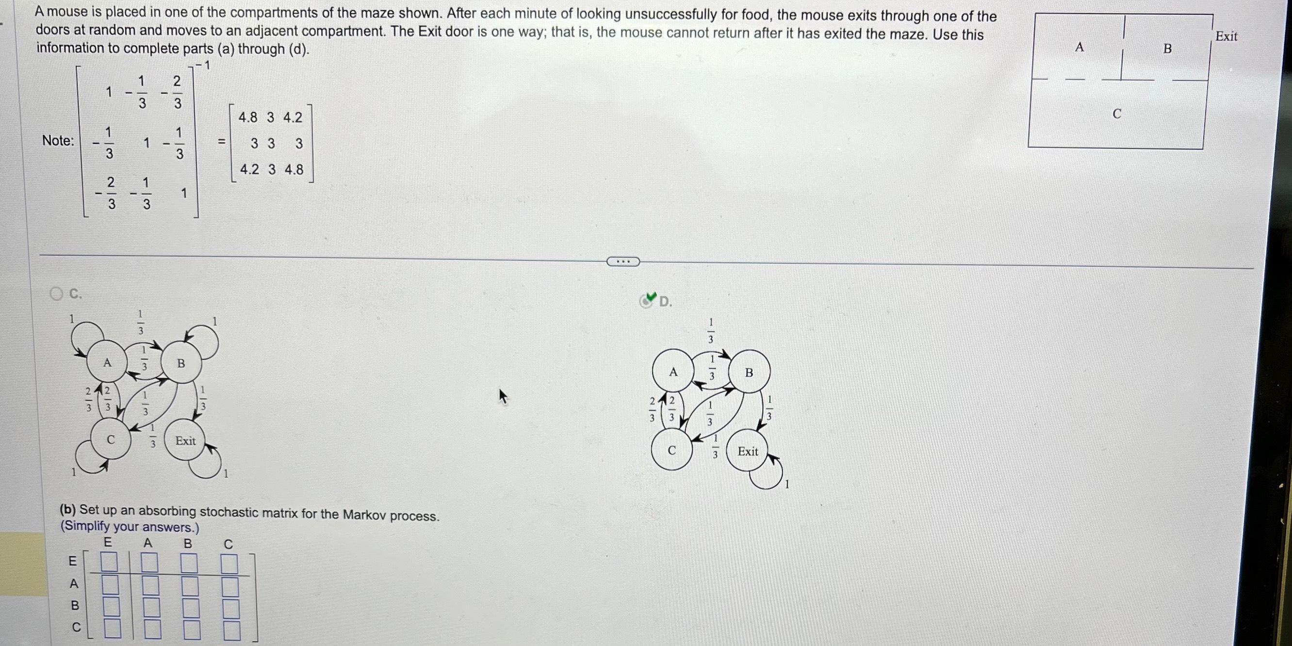 Solved A mouse is placed in one of the compartments of the | Chegg.com