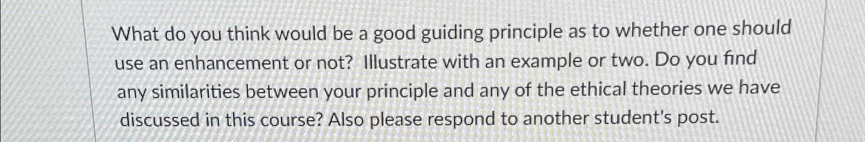 Solved What do you think would be a good guiding principle | Chegg.com