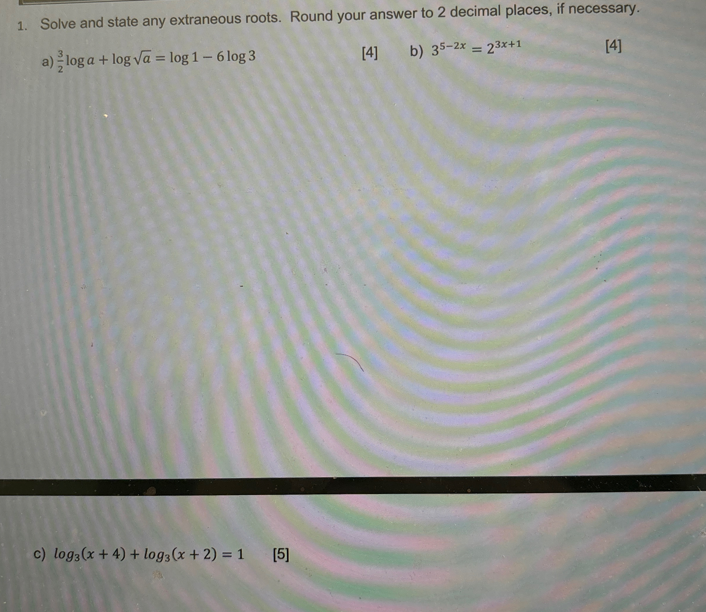 Solved Solve and state any extraneous roots. Round your | Chegg.com