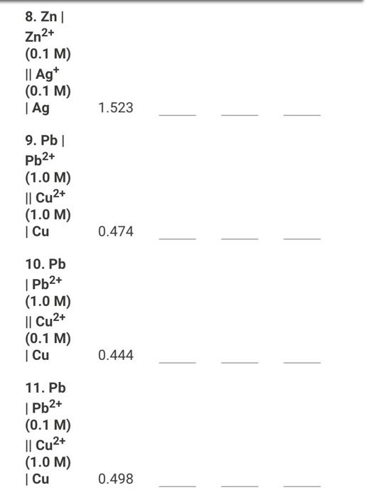 Solved Table 1. Voltaic cells data table Table 1. Voltaic | Chegg.com