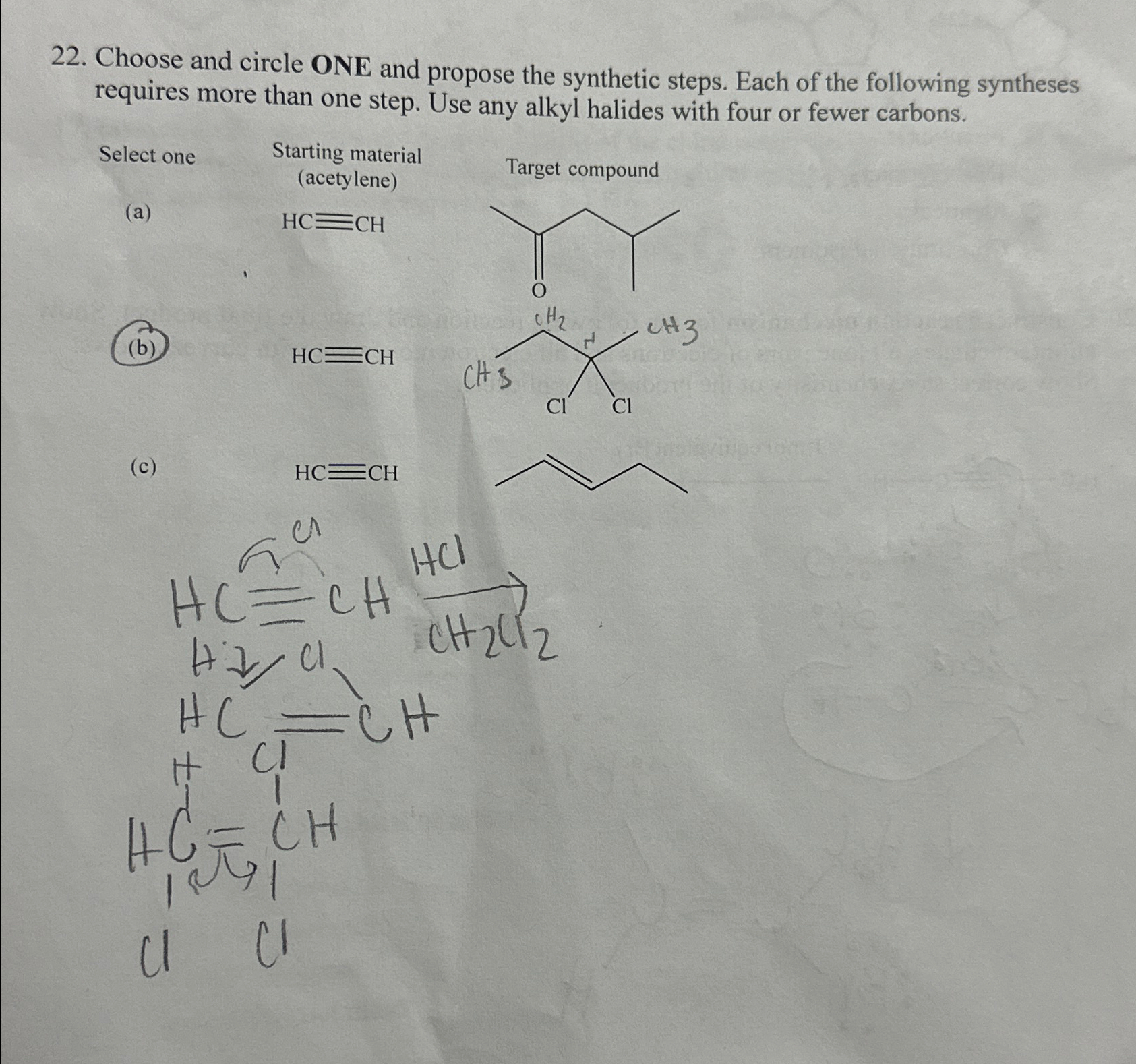 Solved Choose and circle ONE and propose the synthetic | Chegg.com