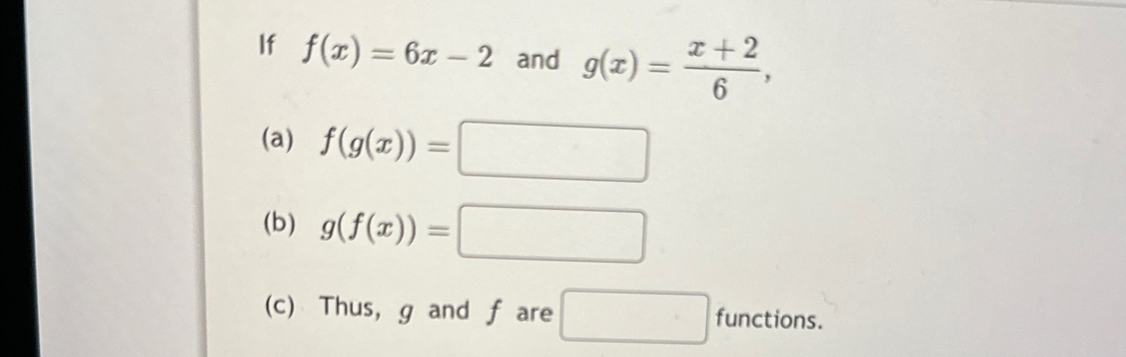 Solved If f(x)=6x-2 ﻿and | Chegg.com