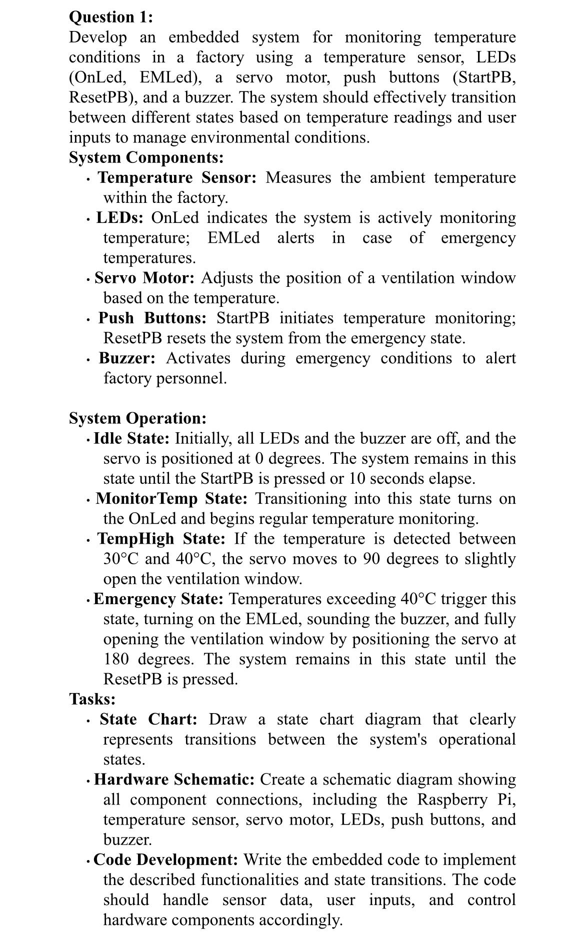 Solved Question 1:Develop an embedded system for monitoring | Chegg.com