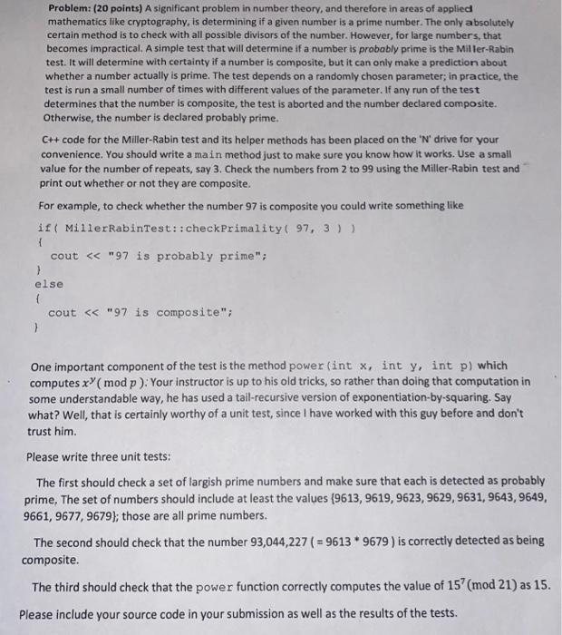 Solved Problem: ( 20 points) A significant problem in number | Chegg.com