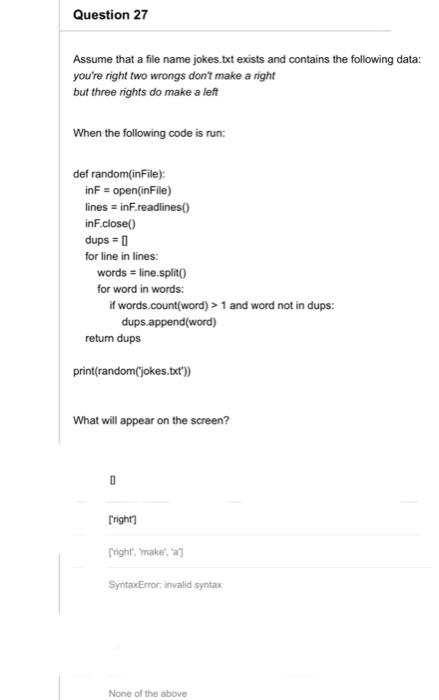 Solved Assume that a file name jokes.bxt exists and contains | Chegg.com