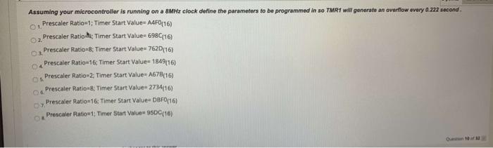 Solved Assuming your microcontroller is running on a 8MHz | Chegg.com