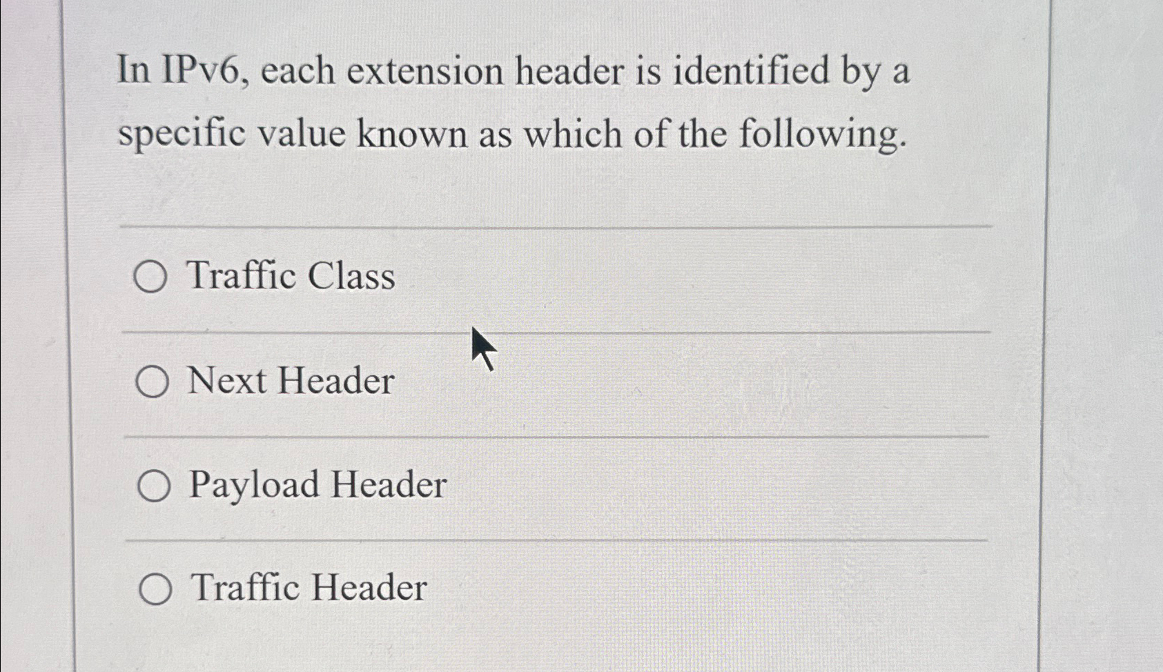 Solved In IPv6, ﻿each extension header is identified by a | Chegg.com