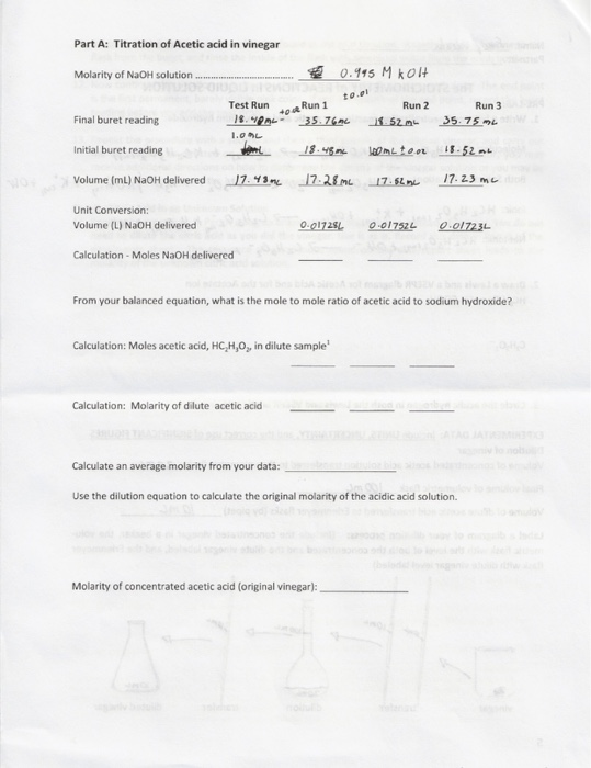 Solved Titration Report: Write the molecular equation of the | Chegg.com