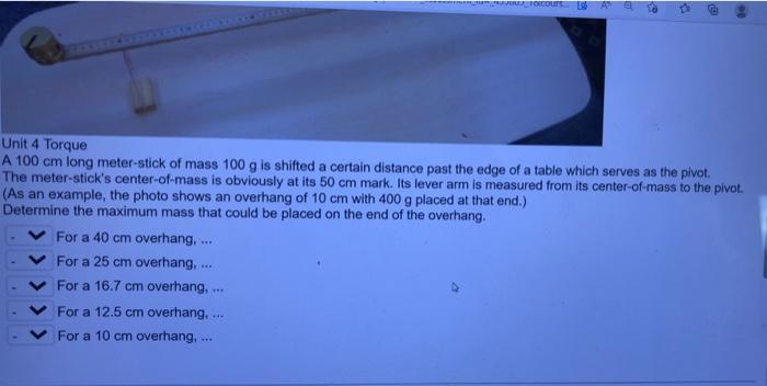 for a a on onertingA 100 cm long meter-stick of mass | Chegg.com