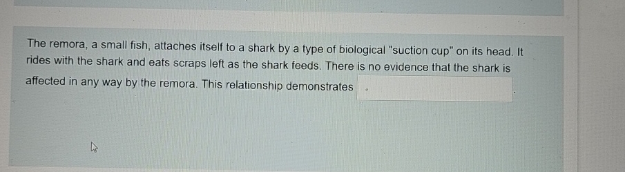 Solved The remora, a small fish, attaches itself to a shark | Chegg.com