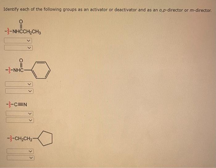 Solved Identify each of the following groups as an activator | Chegg.com