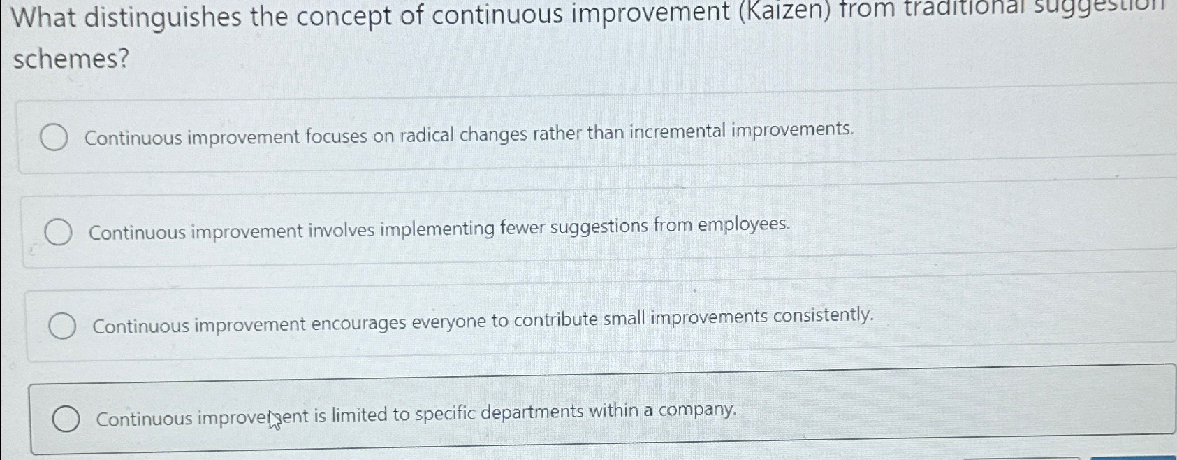 Solved What distinguishes the concept of continuous | Chegg.com