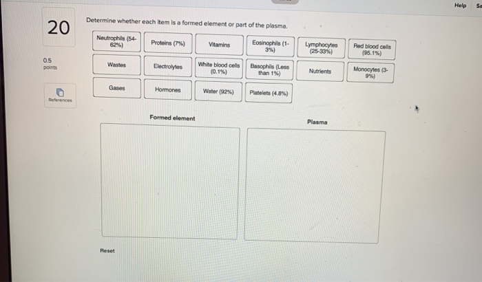Solved Determine whether each item is a formed element or | Chegg.com
