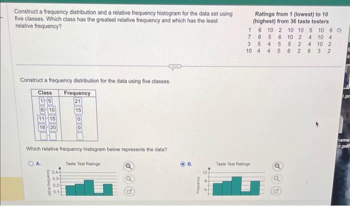 Solved Construct a frequency distribution and a relative | Chegg.com