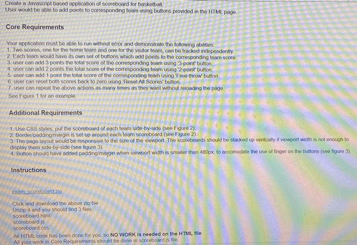 Solved Create a Javascript based application of scoreboard | Chegg.com