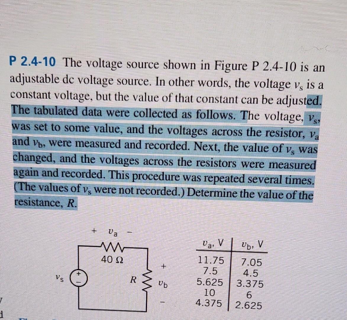 Solved P 2.4-10 The voltage source shown in Figure P 2.4-10 | Chegg.com