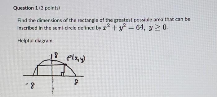 Solved Find the dimensions of the rectangle of the greatest | Chegg.com