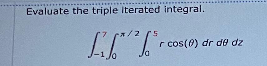 Solved Evaluate the triple iterated | Chegg.com