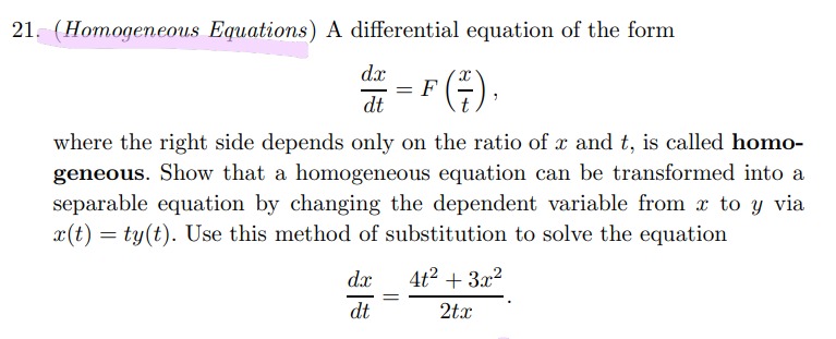 Solved (Homogeneous Equations) ﻿A differential equation of | Chegg.com