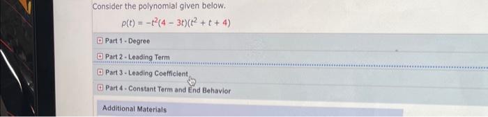 Solved Consider the polynomial given below. | Chegg.com