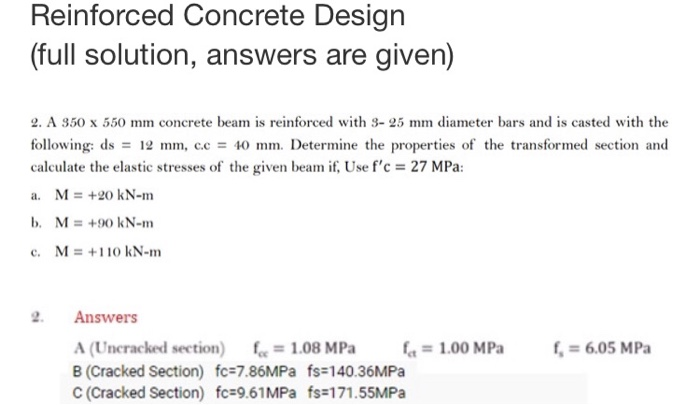 Solved Reinforced Concrete Design (full solution, answers | Chegg.com